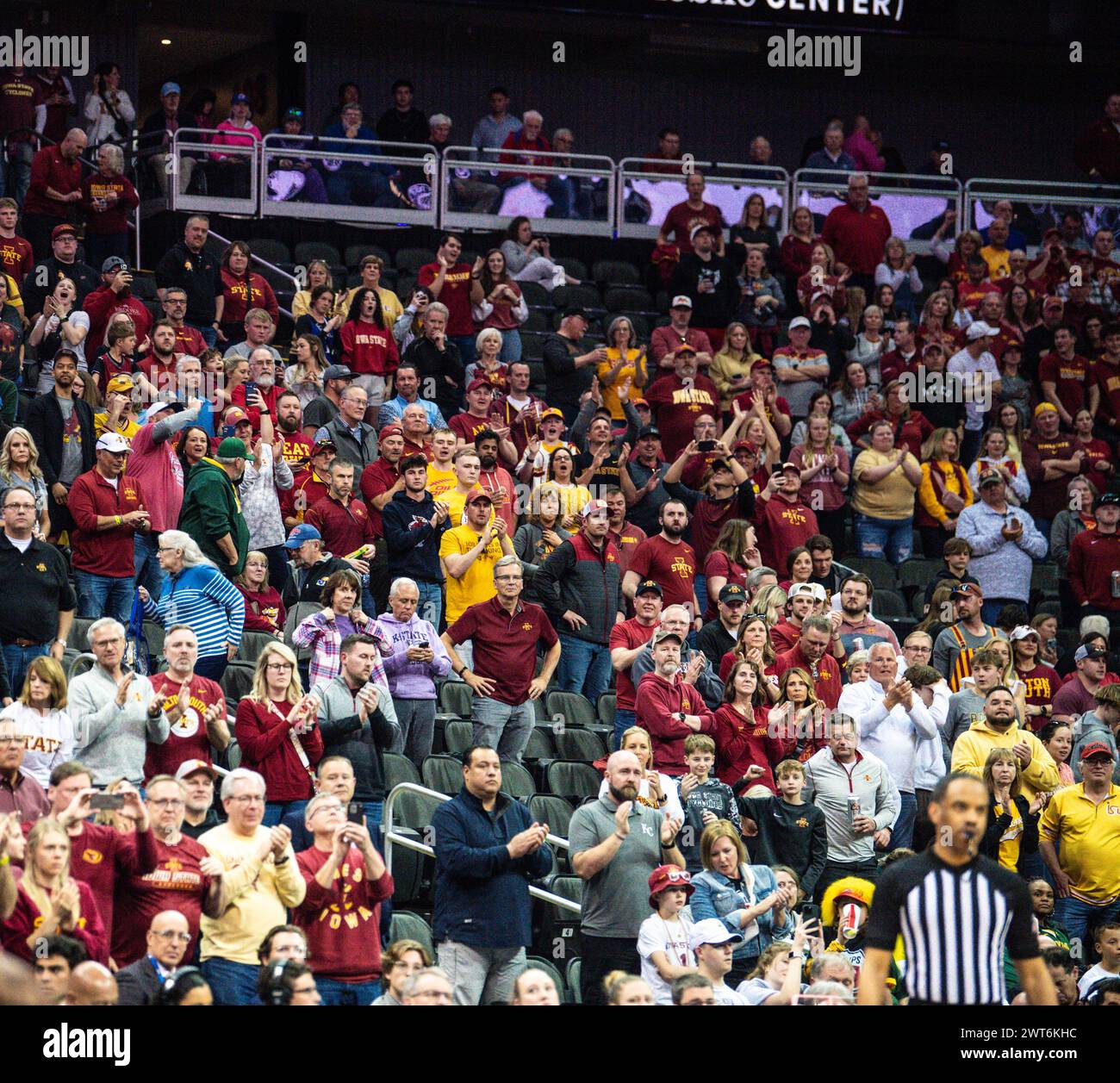 Kansas City, Missouri, USA. 14th Mar, 2024. Iowa State Cyclones fans ...