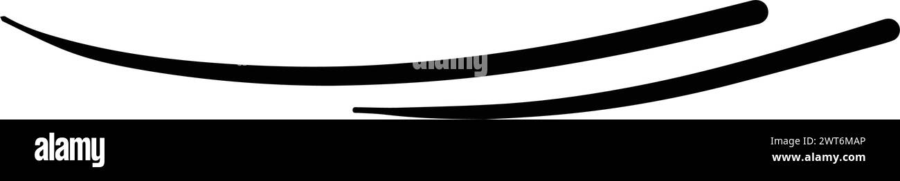 Hand drawn curly swish icon vector illustration, paint brush design ...