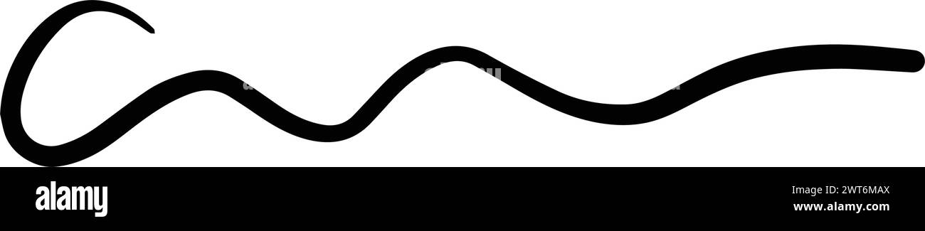 Hand drawn curly swish icon vector illustration, paint brush design ...