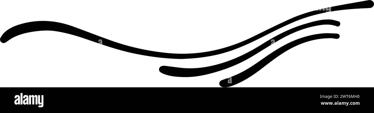 Hand drawn curly swish icon vector illustration, paint brush design ...