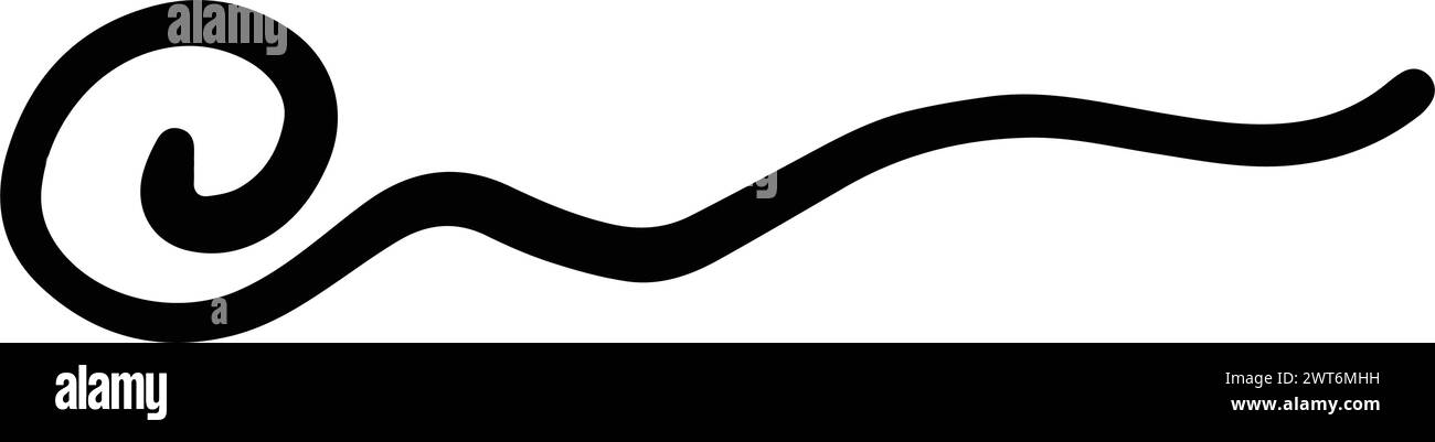 Hand drawn curly swish icon vector illustration, paint brush design ...