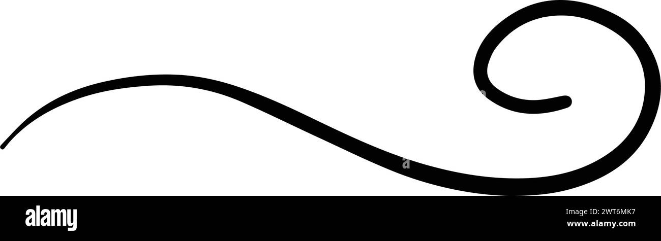 Hand drawn curly swish icon vector illustration, paint brush design ...