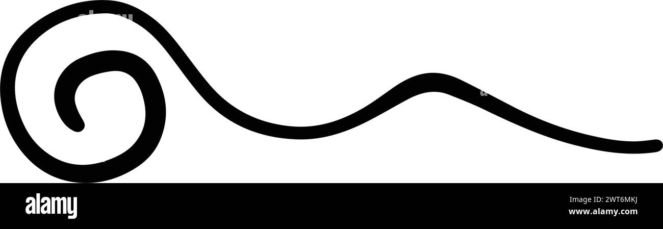 Hand drawn curly swish icon vector illustration, paint brush design ...