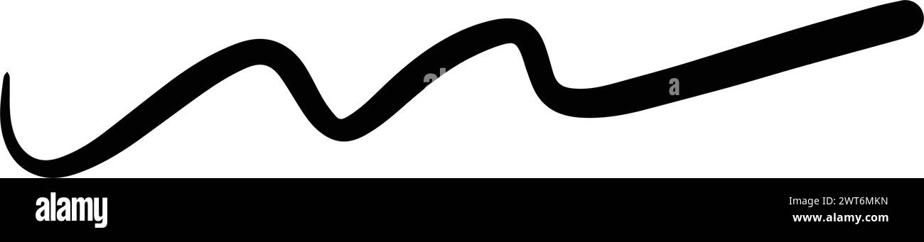 Hand drawn curly swish icon vector illustration, paint brush design ...