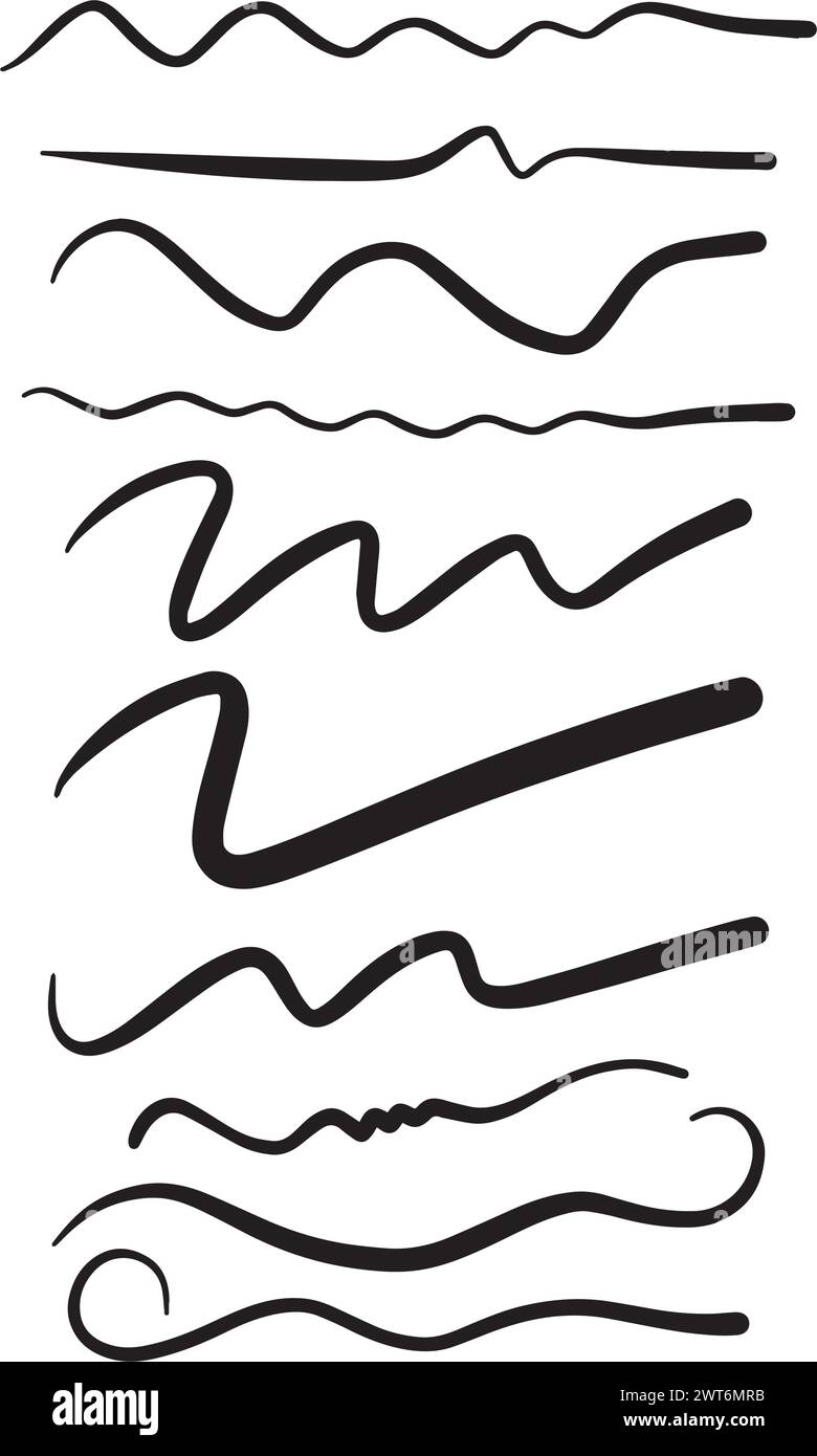 Hand drawn curly swish icon vector illustration, paint brush design ...