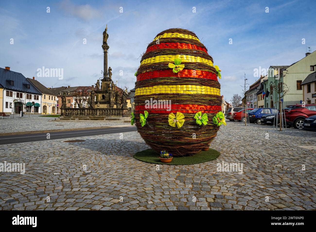 Giant three-metre high Easter egg made from 324 metres of ribbons and ...