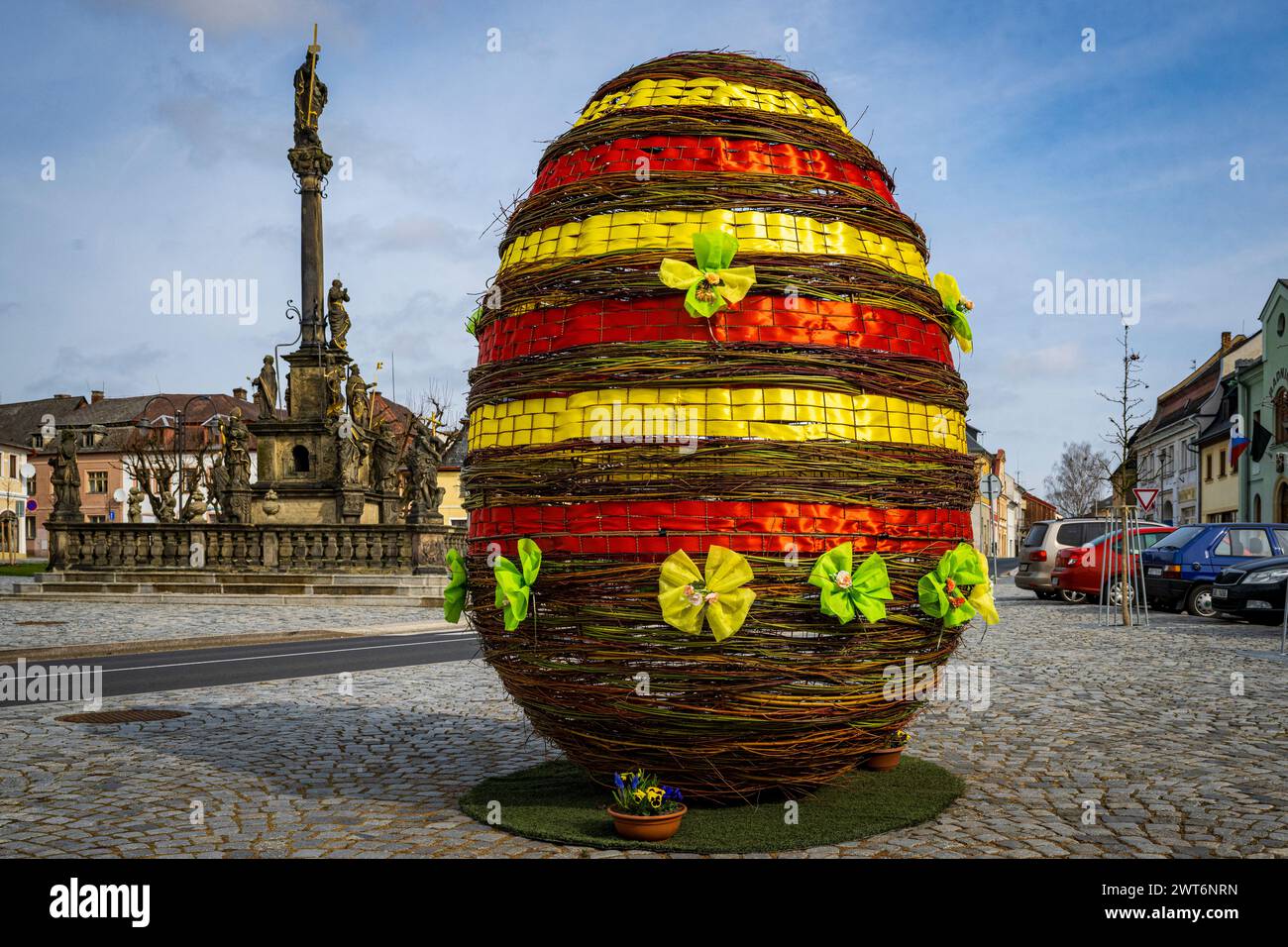 Giant three-metre high Easter egg made from 324 metres of ribbons and ...