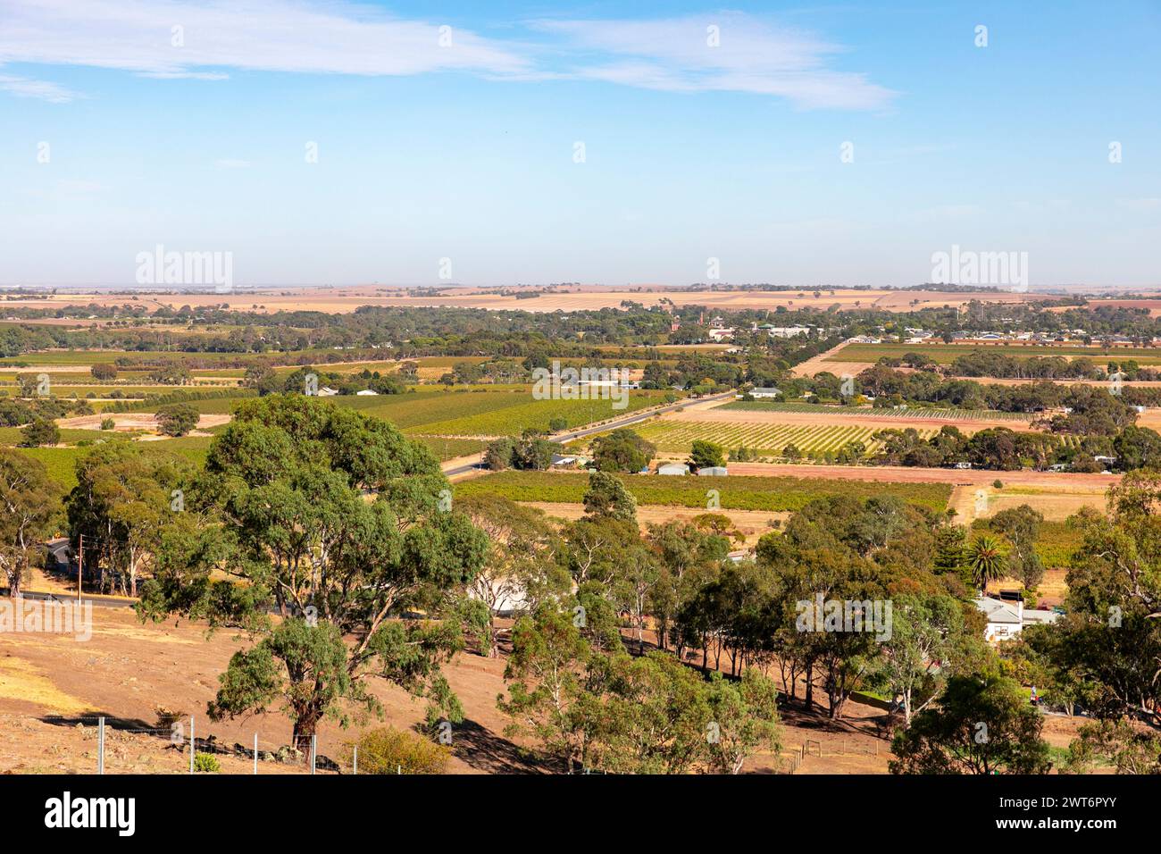 Barossa range and valley viewed from Mengler Hill near Angaston in ...
