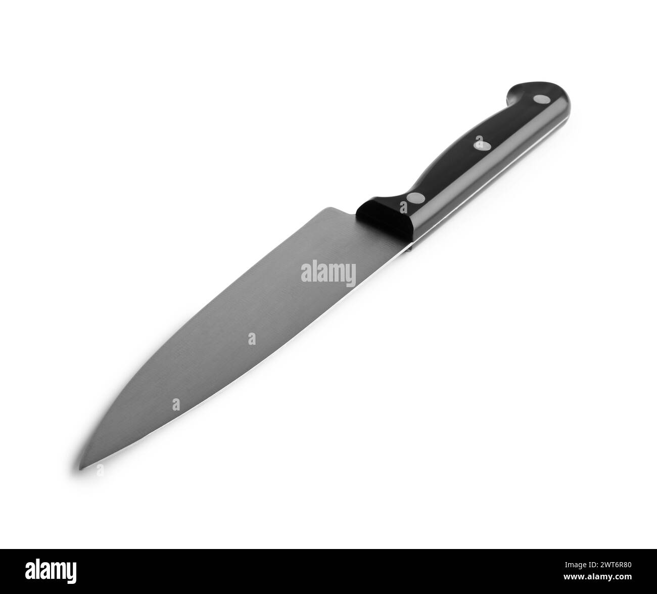 One knife with black handle isolated on white Stock Photo - Alamy
