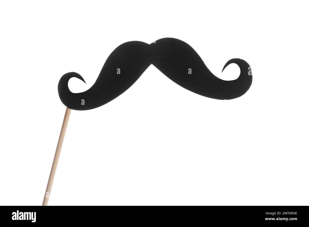 Fake paper mustache on stick against white background Stock Photo - Alamy