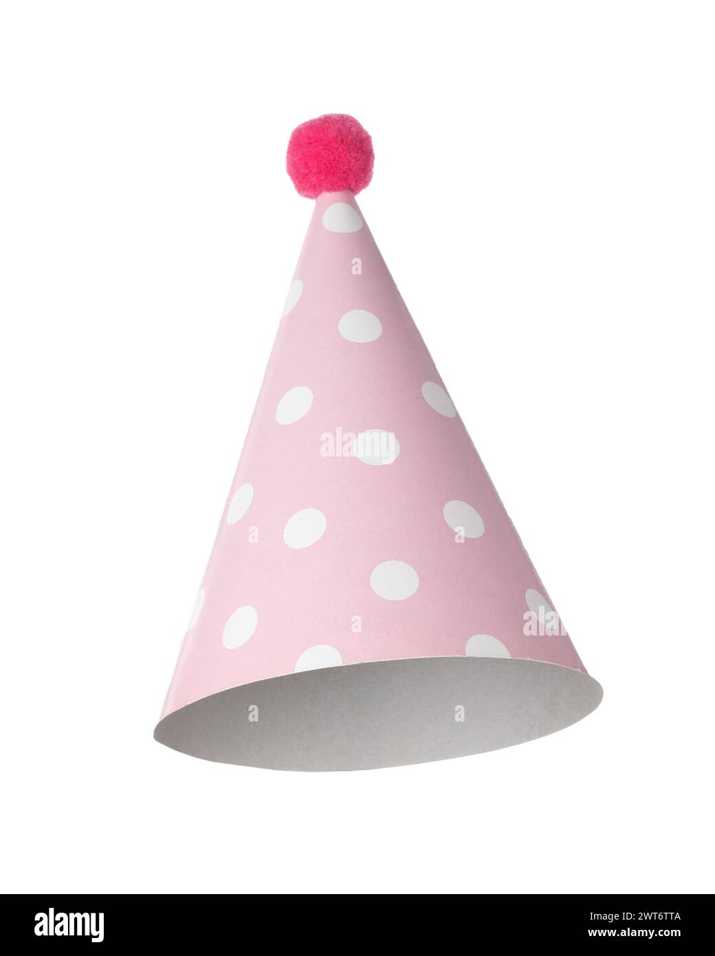 One pink party hat isolated on white Stock Photo - Alamy