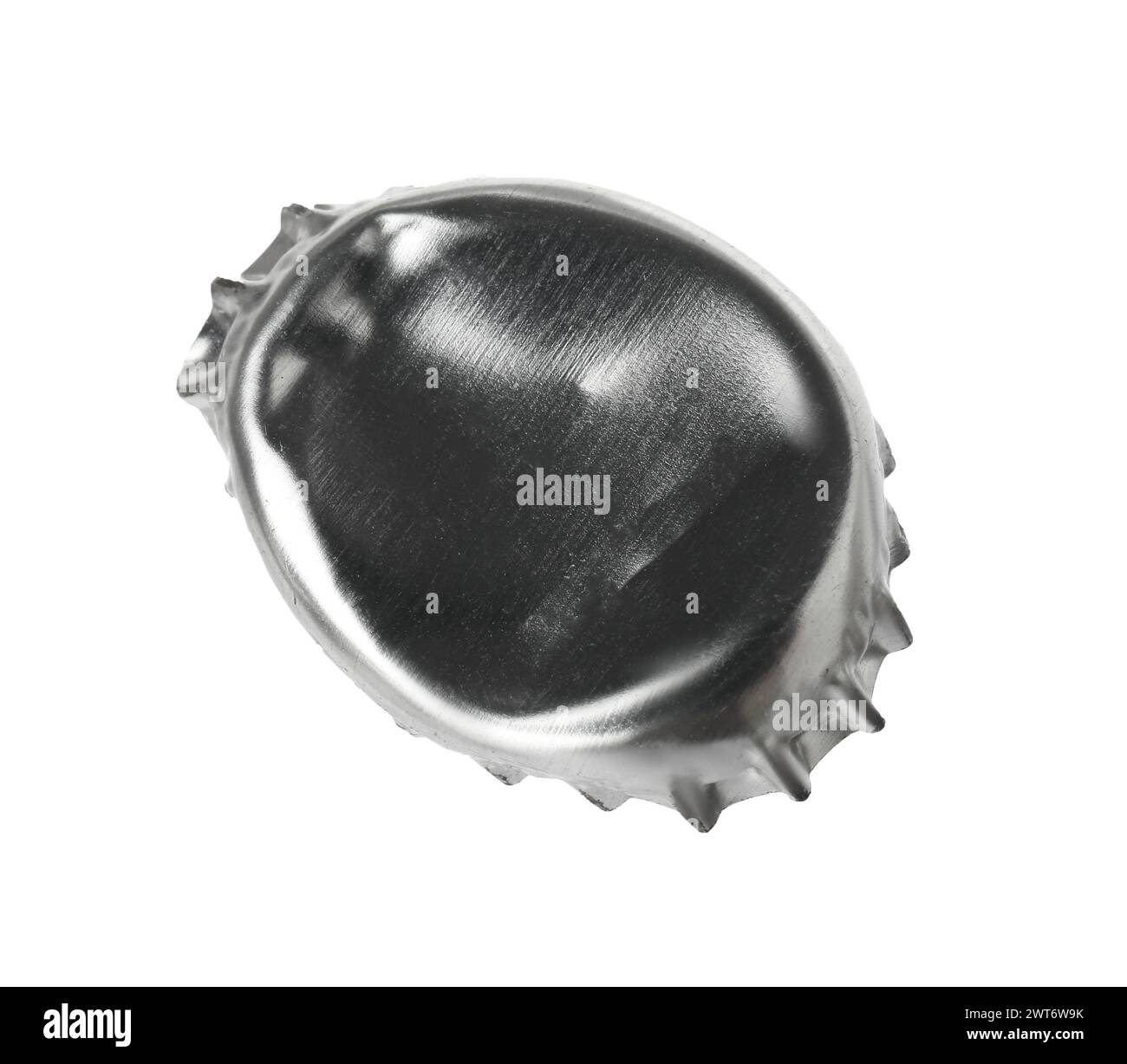 One silver beer bottle cap isolated on white Stock Photo - Alamy