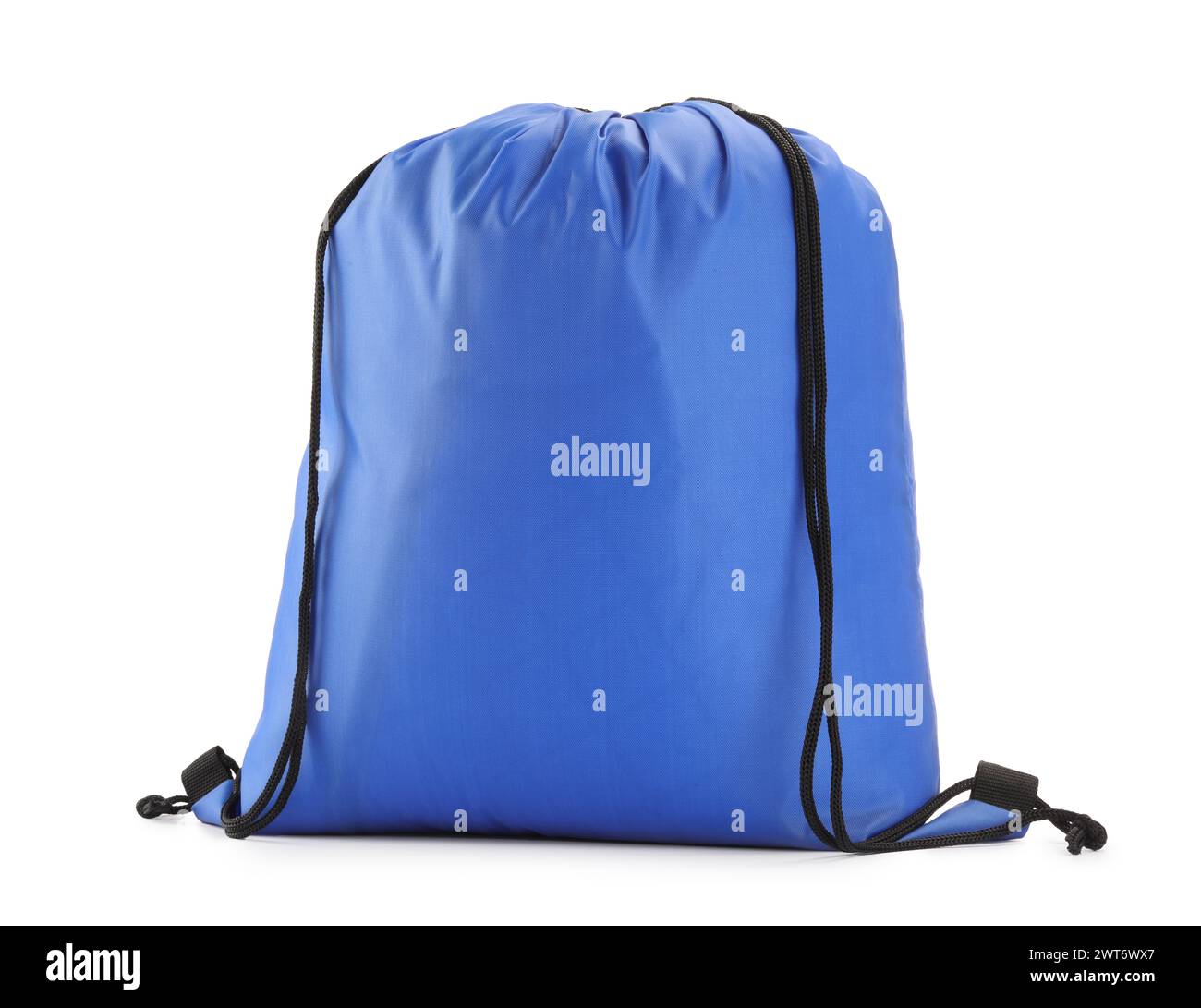 One blue drawstring bag isolated on white Stock Photo - Alamy