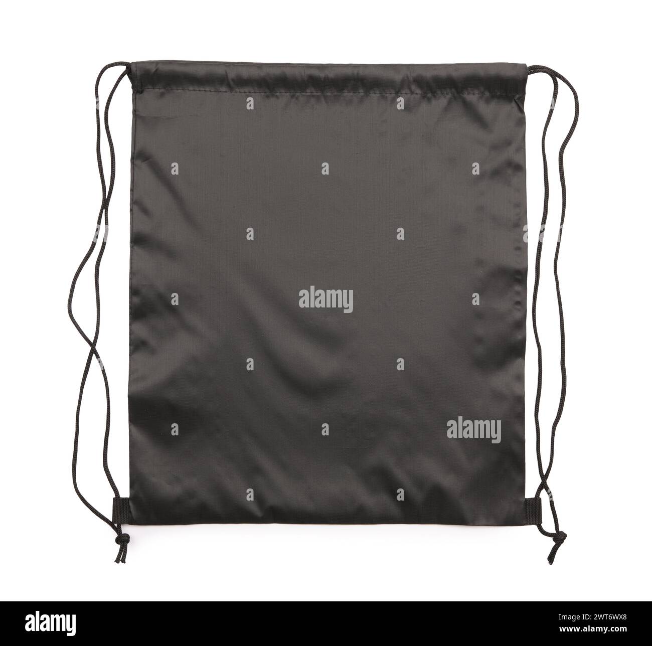 One black drawstring bag isolated on white Stock Photo - Alamy