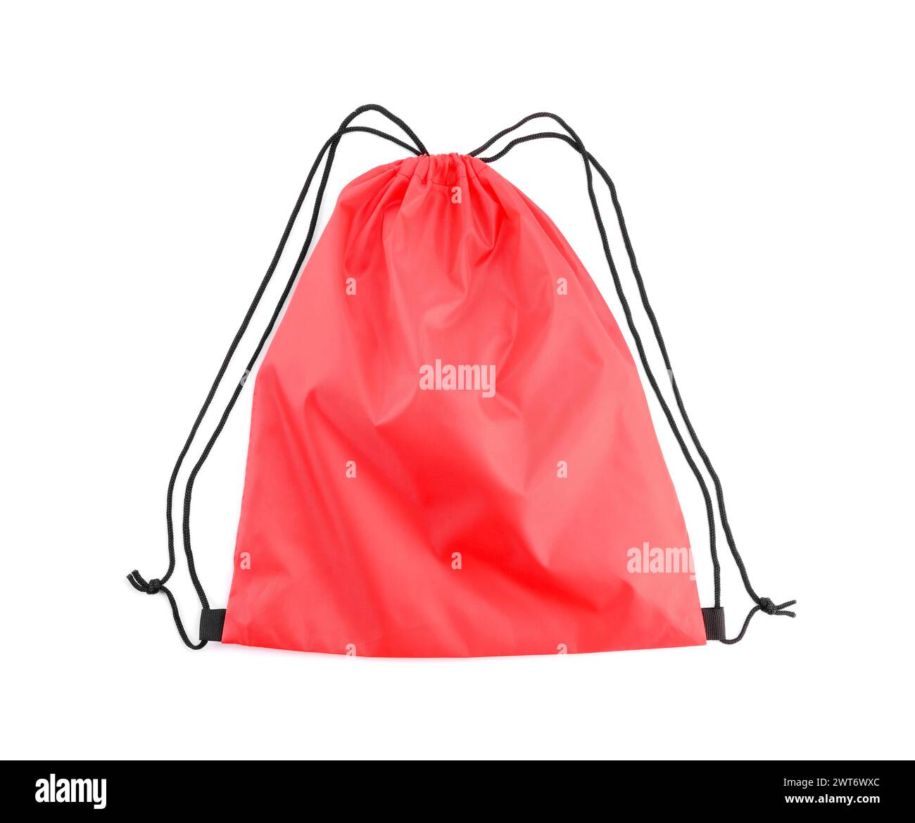 One red drawstring bag isolated on white Stock Photo - Alamy