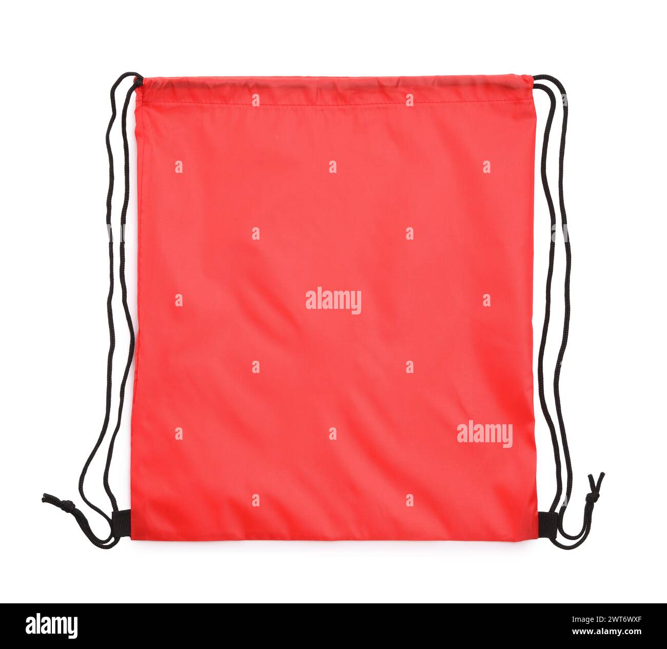 One red drawstring bag isolated on white Stock Photo - Alamy