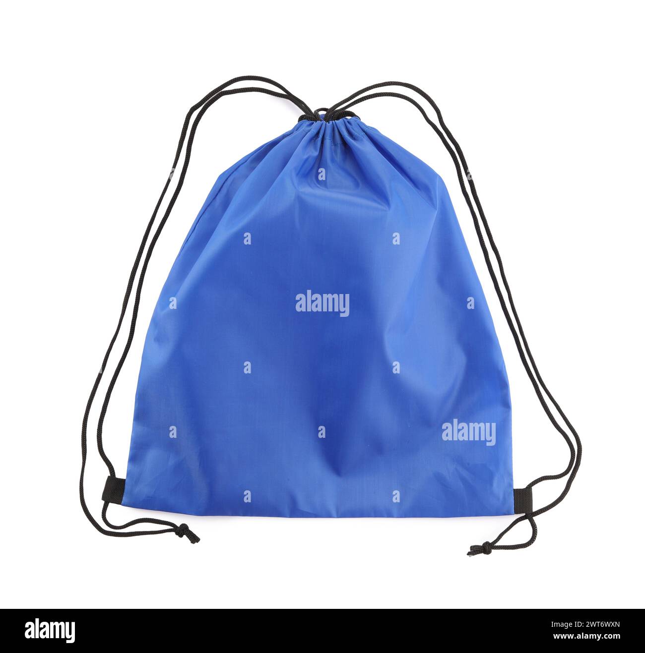 One blue drawstring bag isolated on white Stock Photo - Alamy
