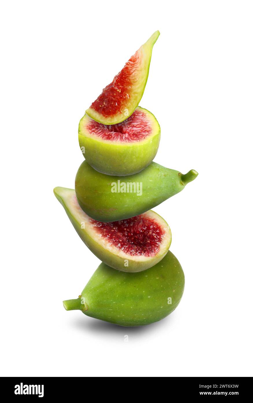 Stacked fresh green figs on white background Stock Photo - Alamy