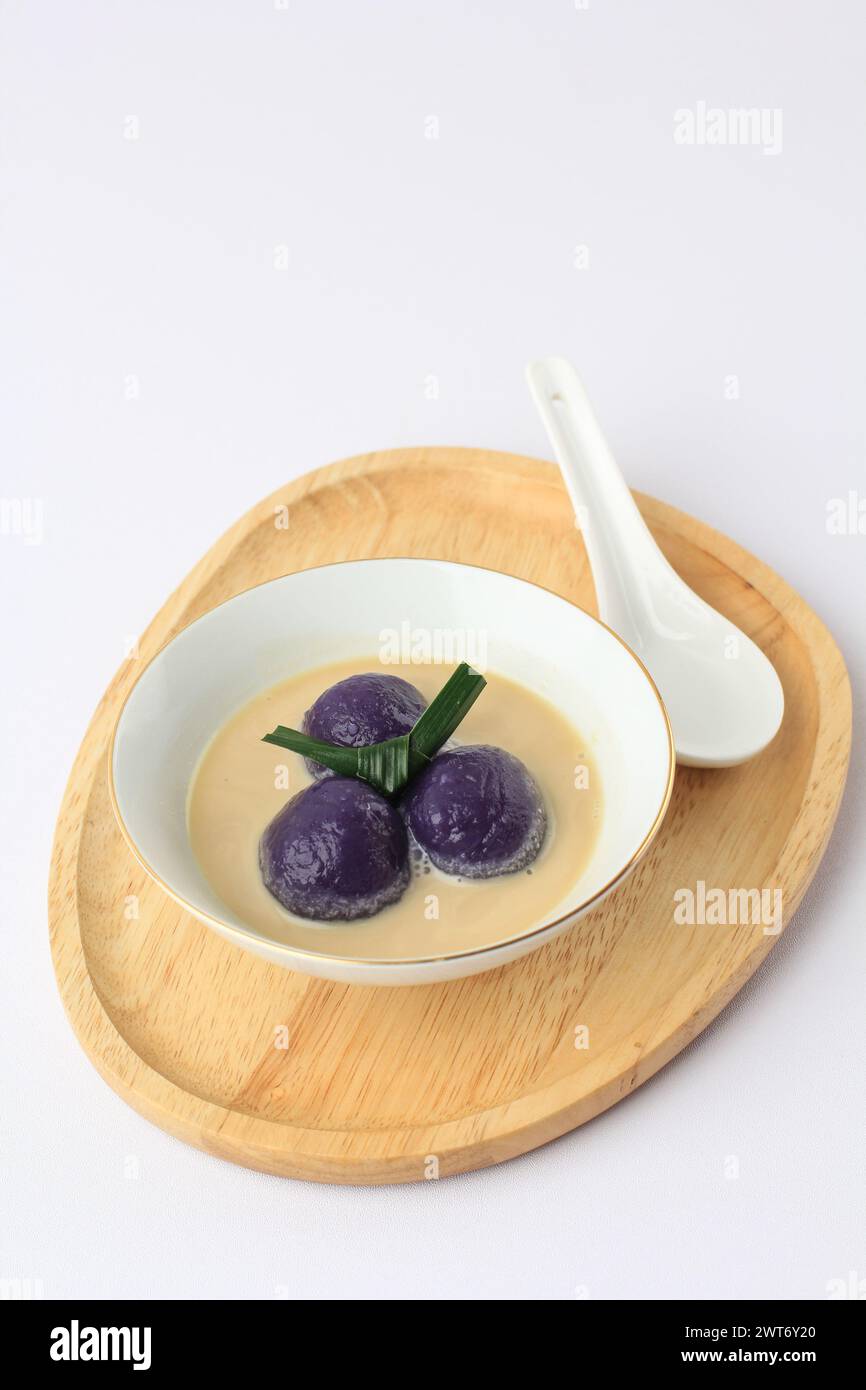 Purple Sweet Potato Dessert Balls or Kolak Candil Ubi Ungu, On White ...