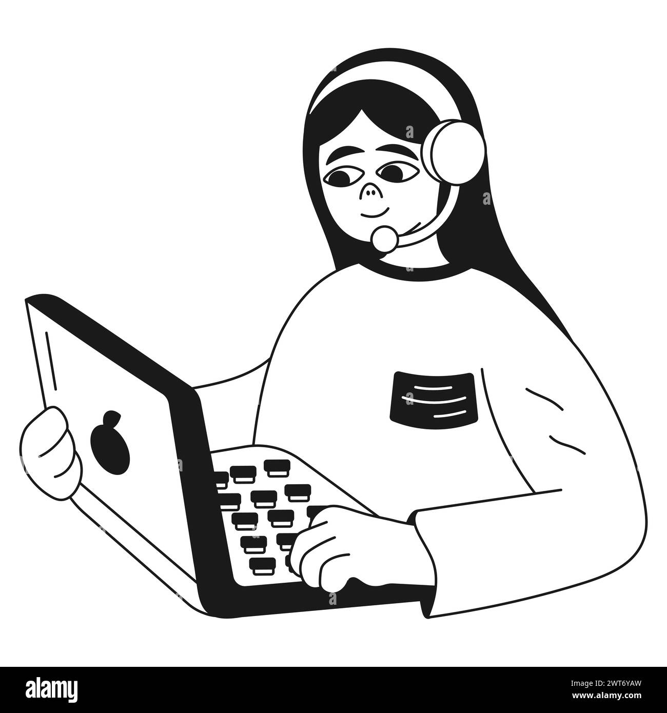 Digital business illustration of girl call center operator Stock Vector ...