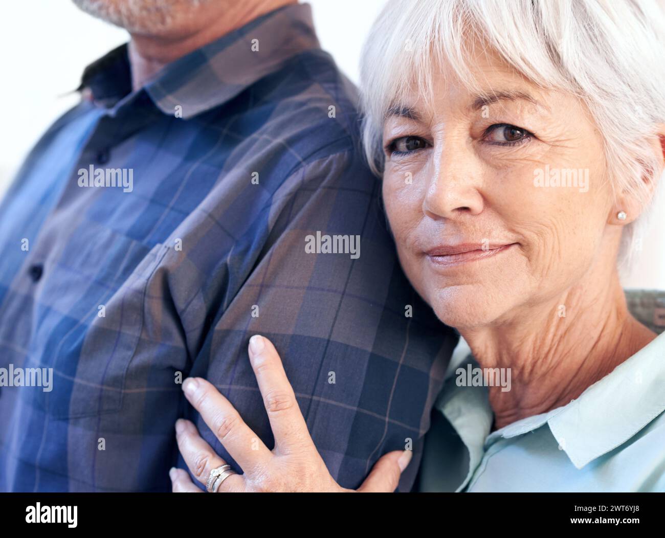 Portrait, senior couple and woman with partner for love, care or ...