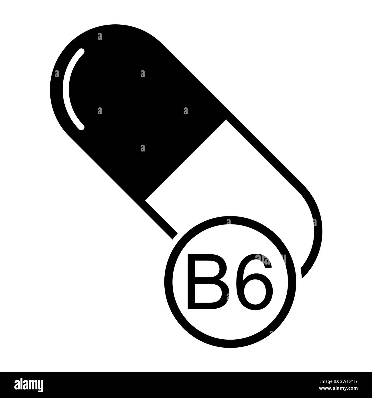 Vitamin B6 icon, healthy medicine pill supplement symbol, complex ...