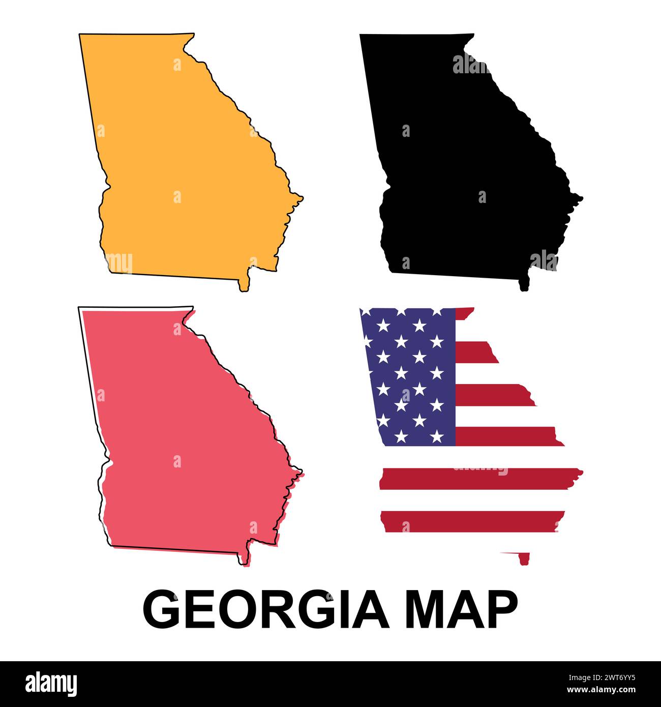 Set of Georgia map, united states of america. Flat concept icon vector ...