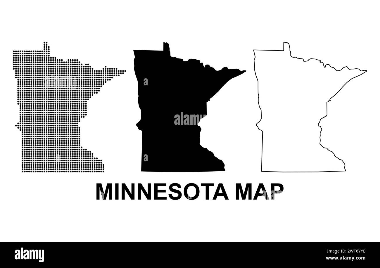 Set of Minnesota map, united states of america. Flat concept symbol ...