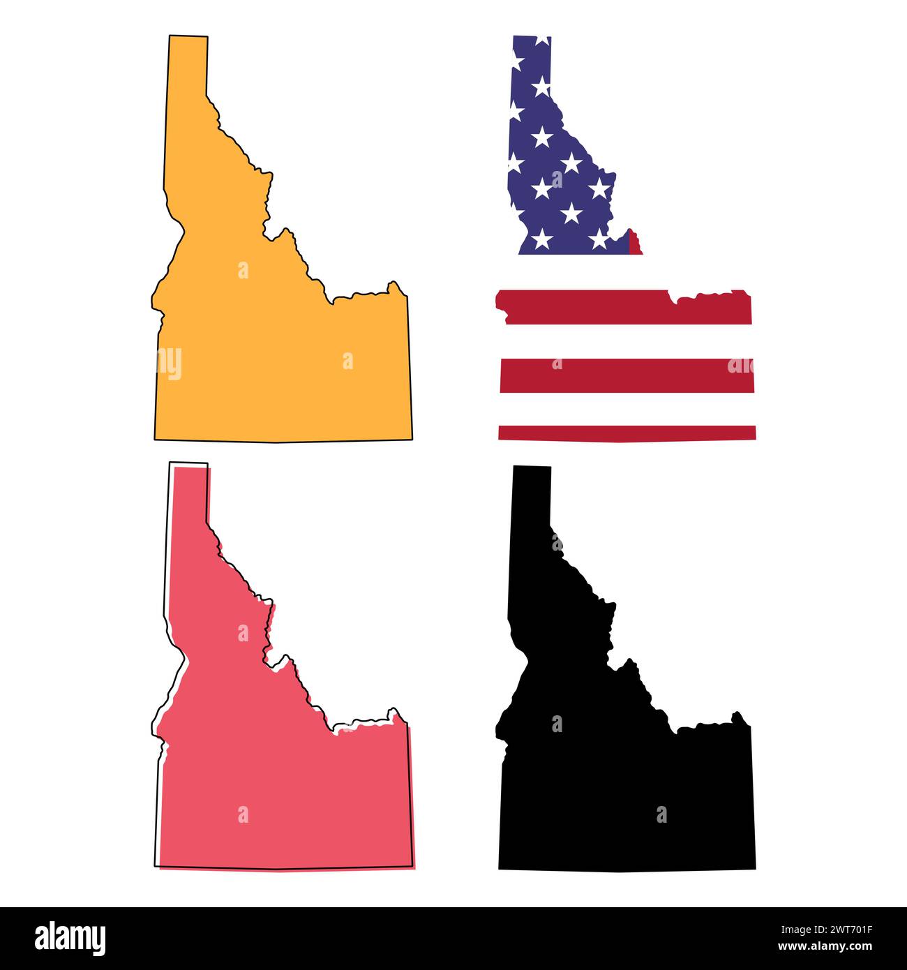 Set of Idaho map, united states of america. Flat concept icon vector ...