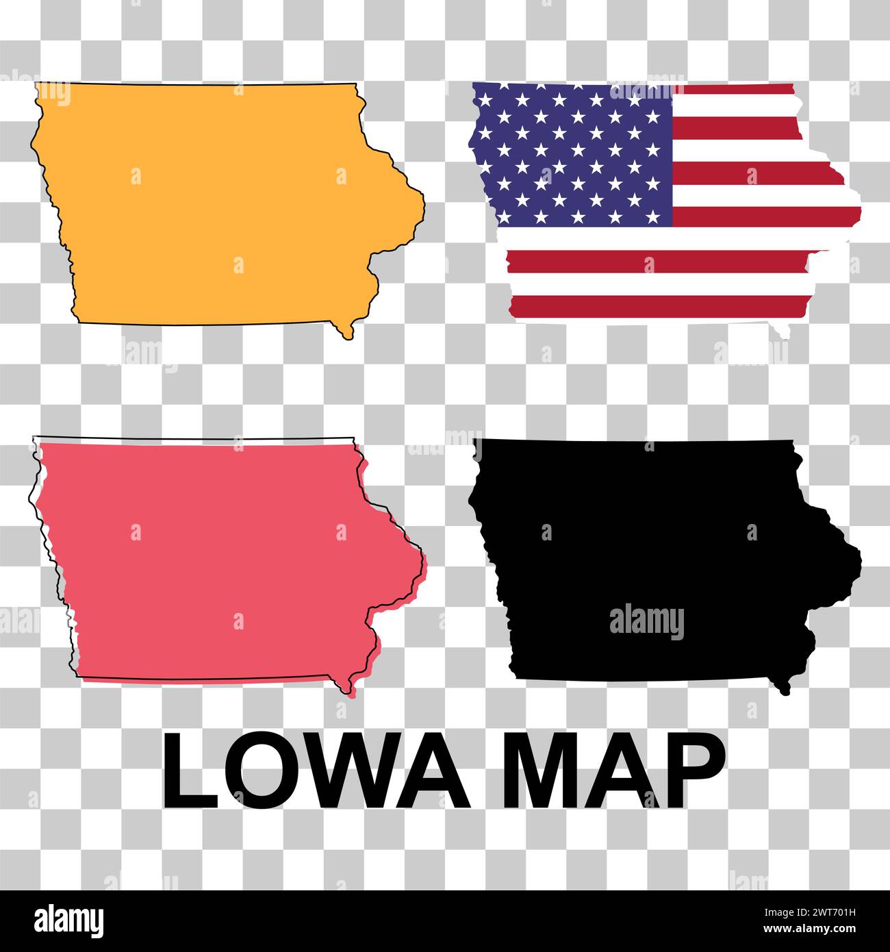 Set of Iowa map, united states of america. Flat concept icon vector ...