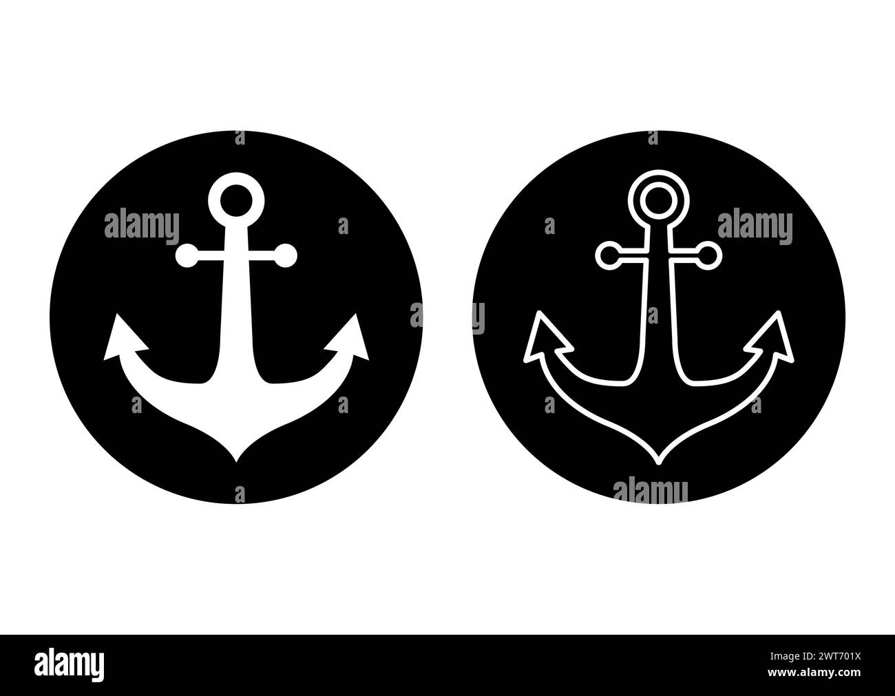 Set of Anchor marine old icon, ship security object element, vector ...