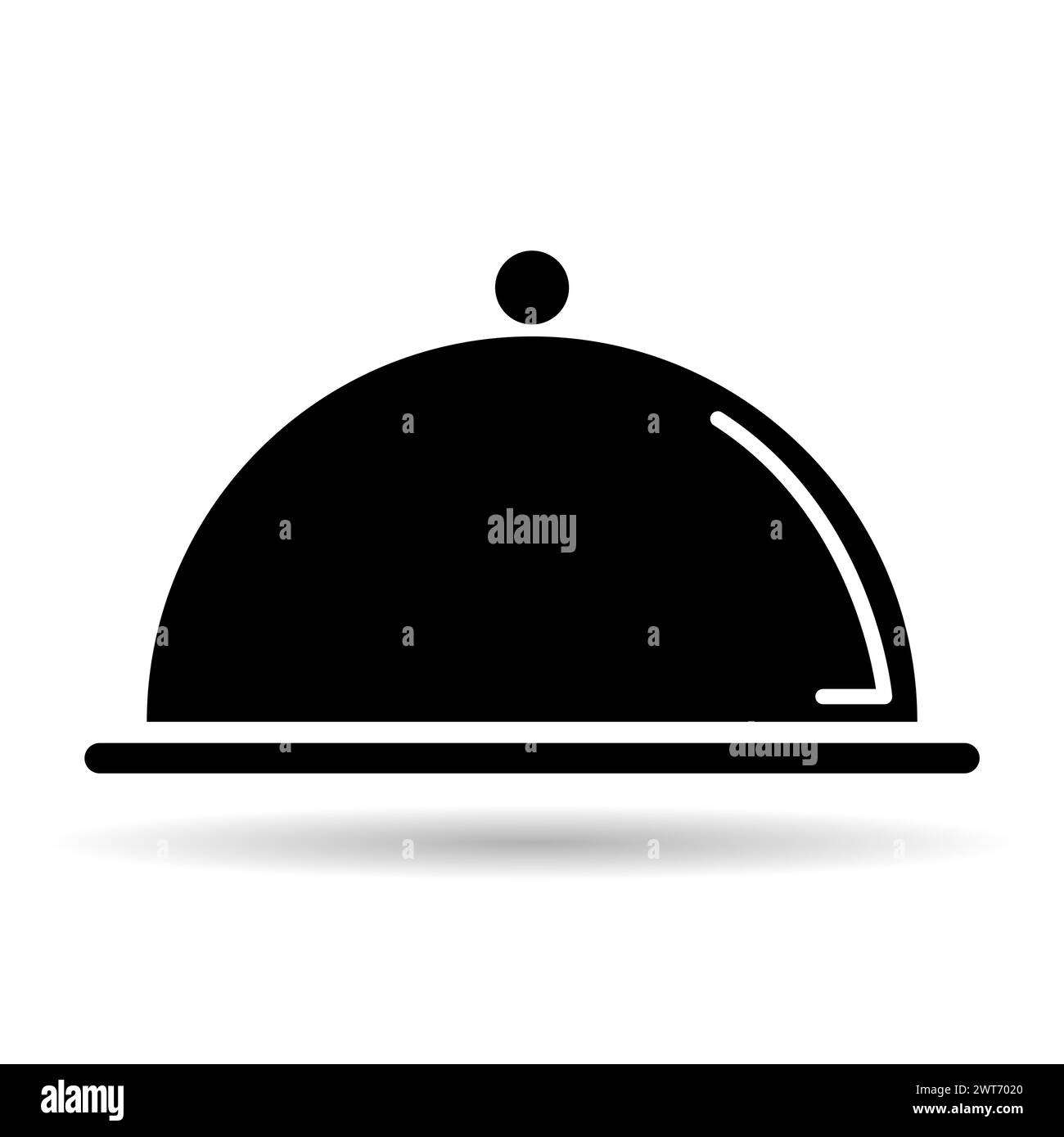 Waiter tray shadow icon, dish menu restaurant web symbol, lunch design ...