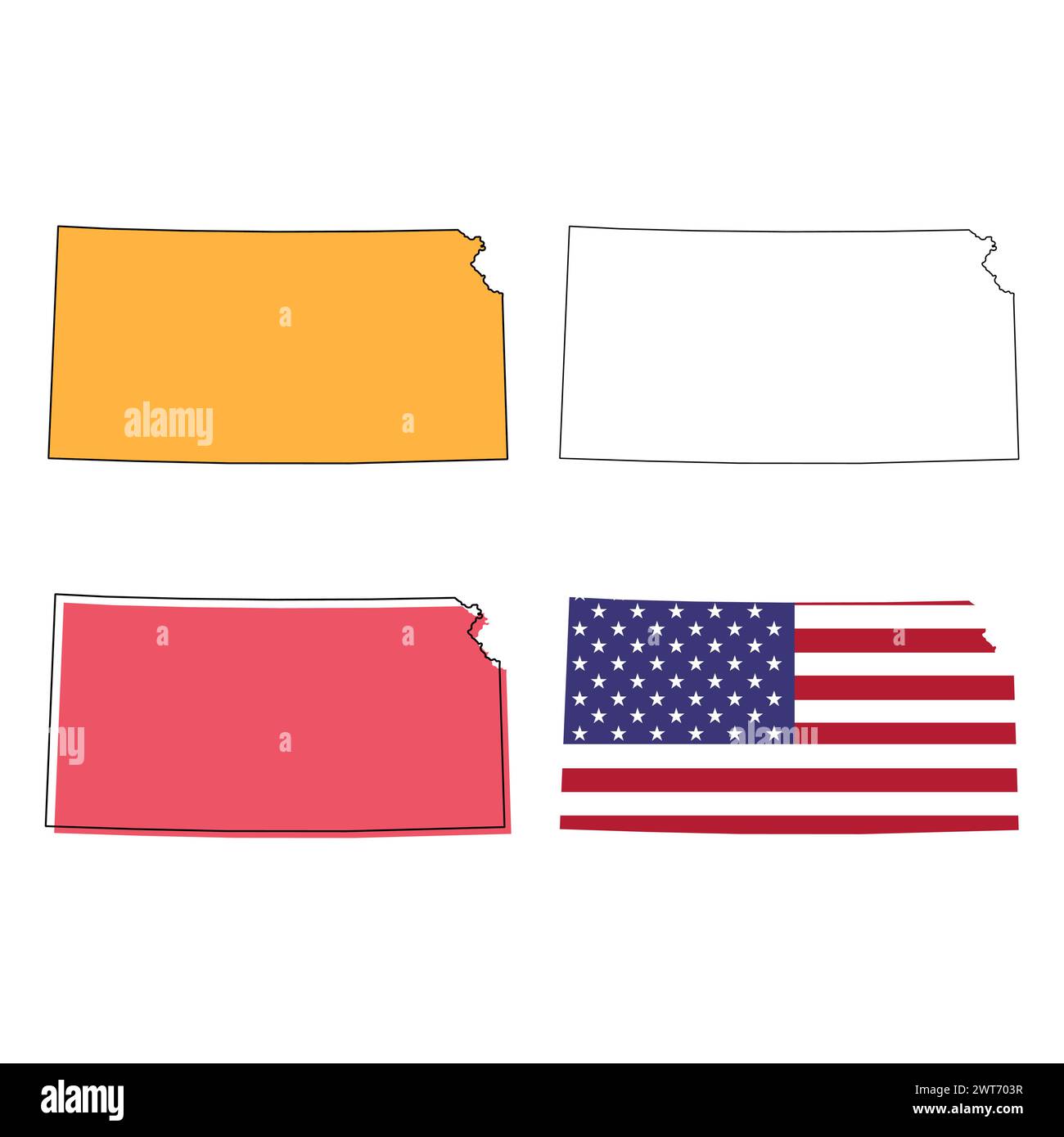 Set of Kansas map, united states of america. Flat concept icon vector ...