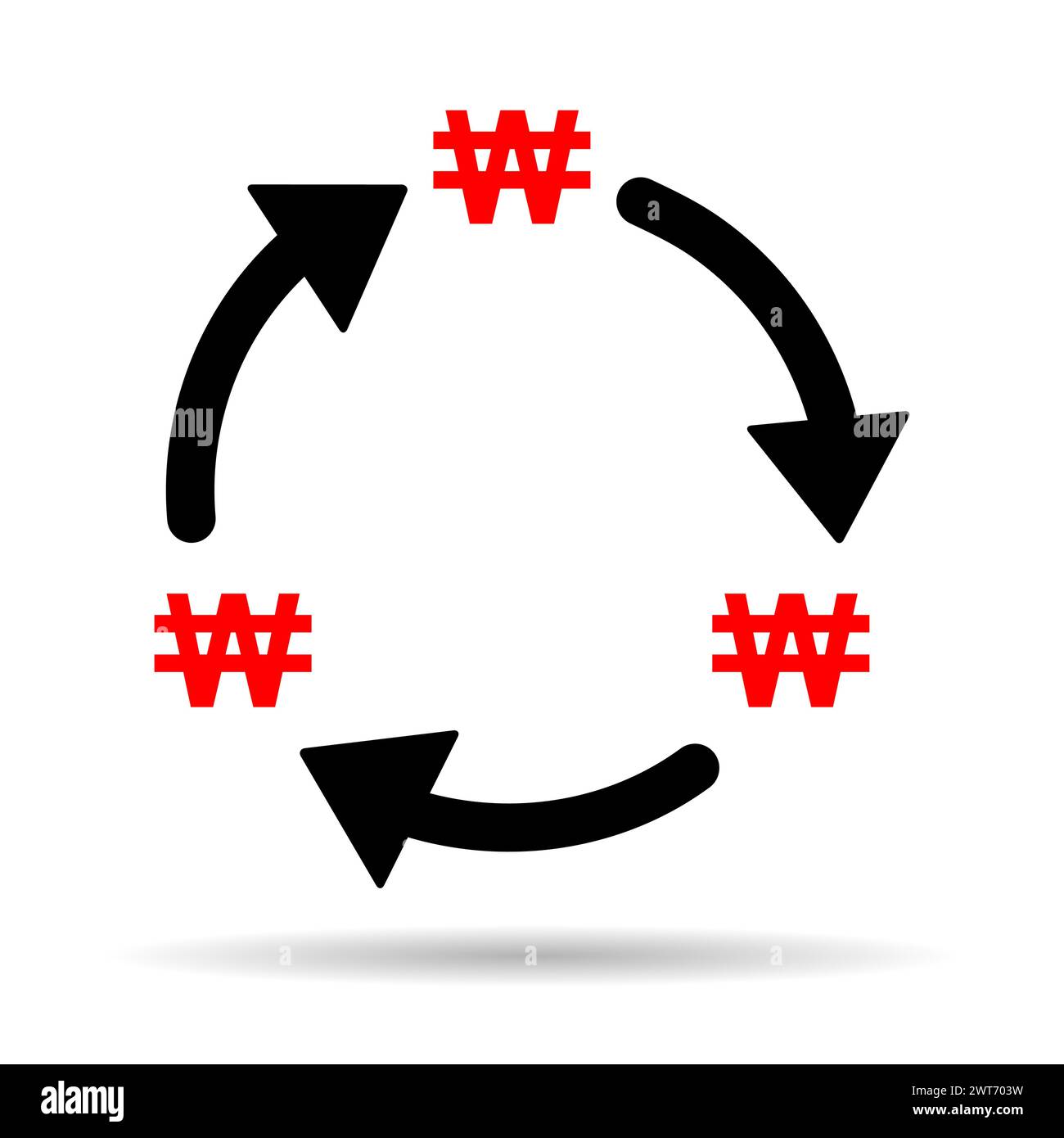 Won money change shadow icon, trade cash information web symbol ...
