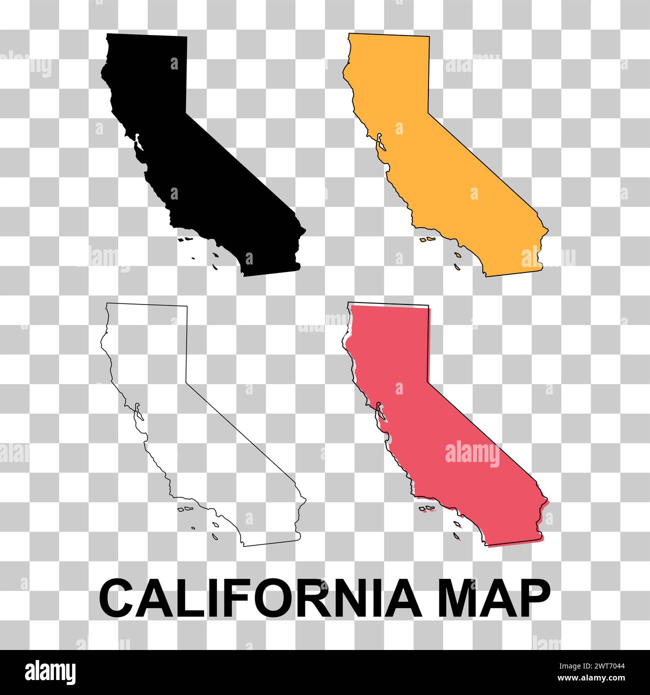 Set of California map, united states of america. Flat concept icon ...