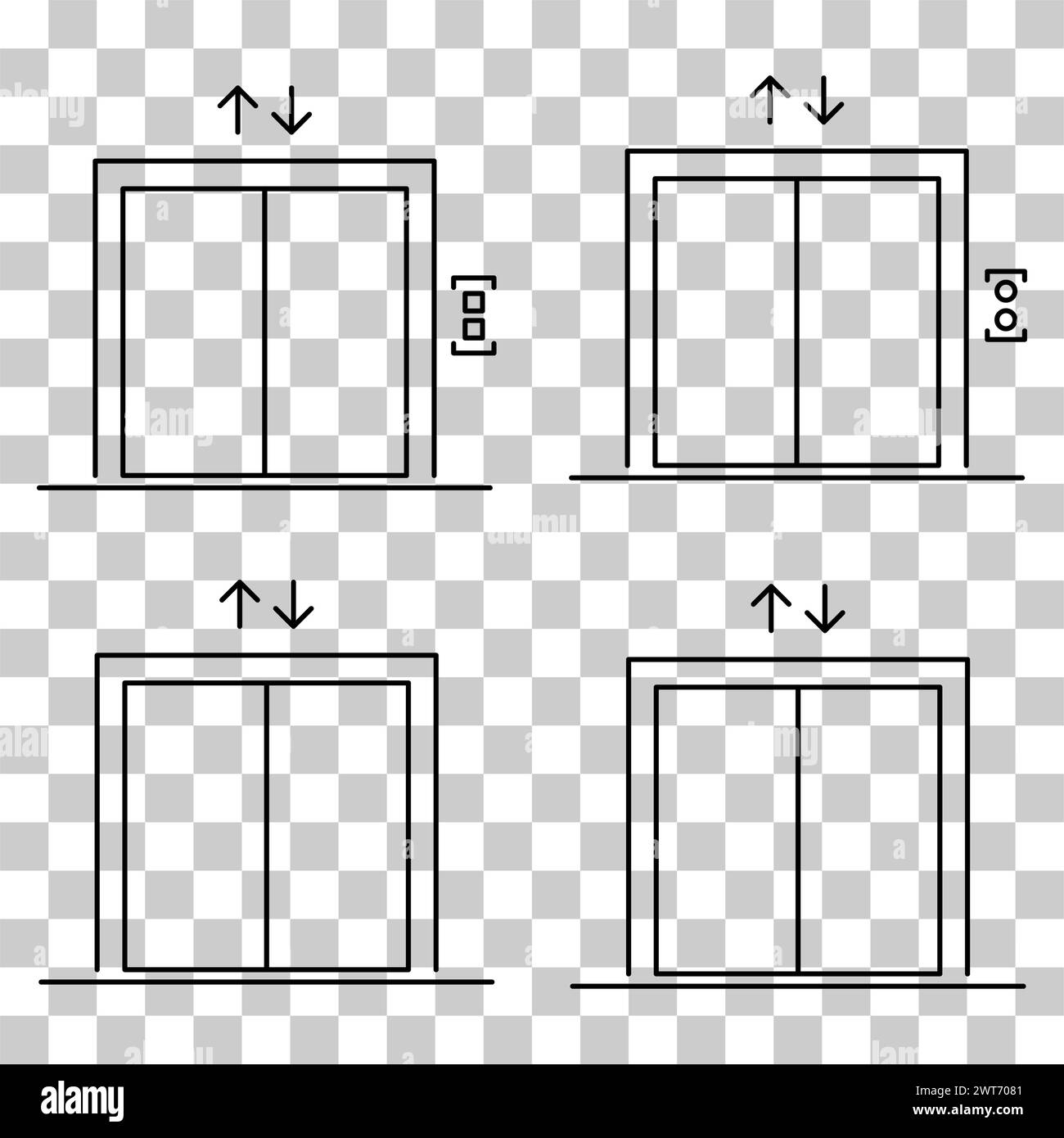 Set of Lift elevator icon, graphic design sign, building doorway symbol ...