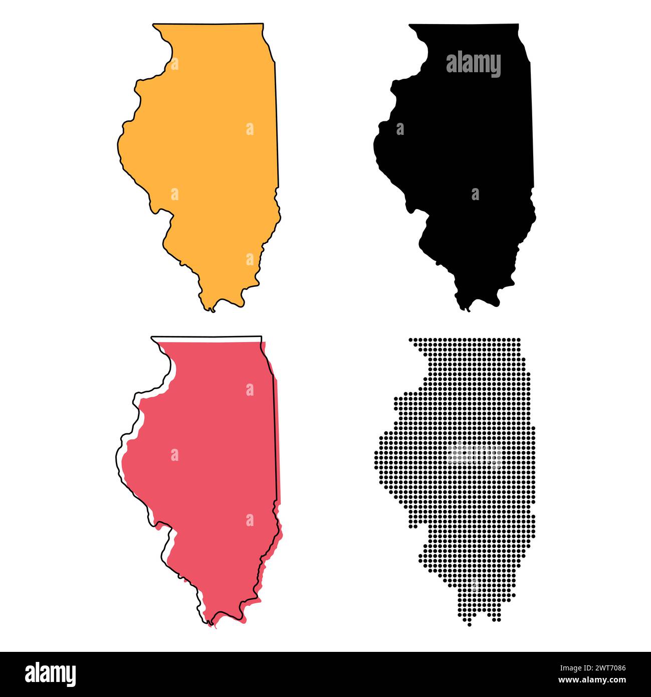 Set of Illinois map, united states of america. Flat concept icon vector ...