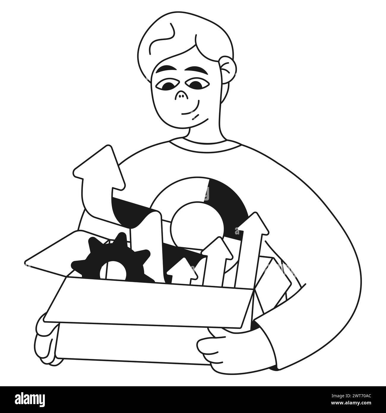 Digital business illustration guy collecting data Stock Vector Image ...