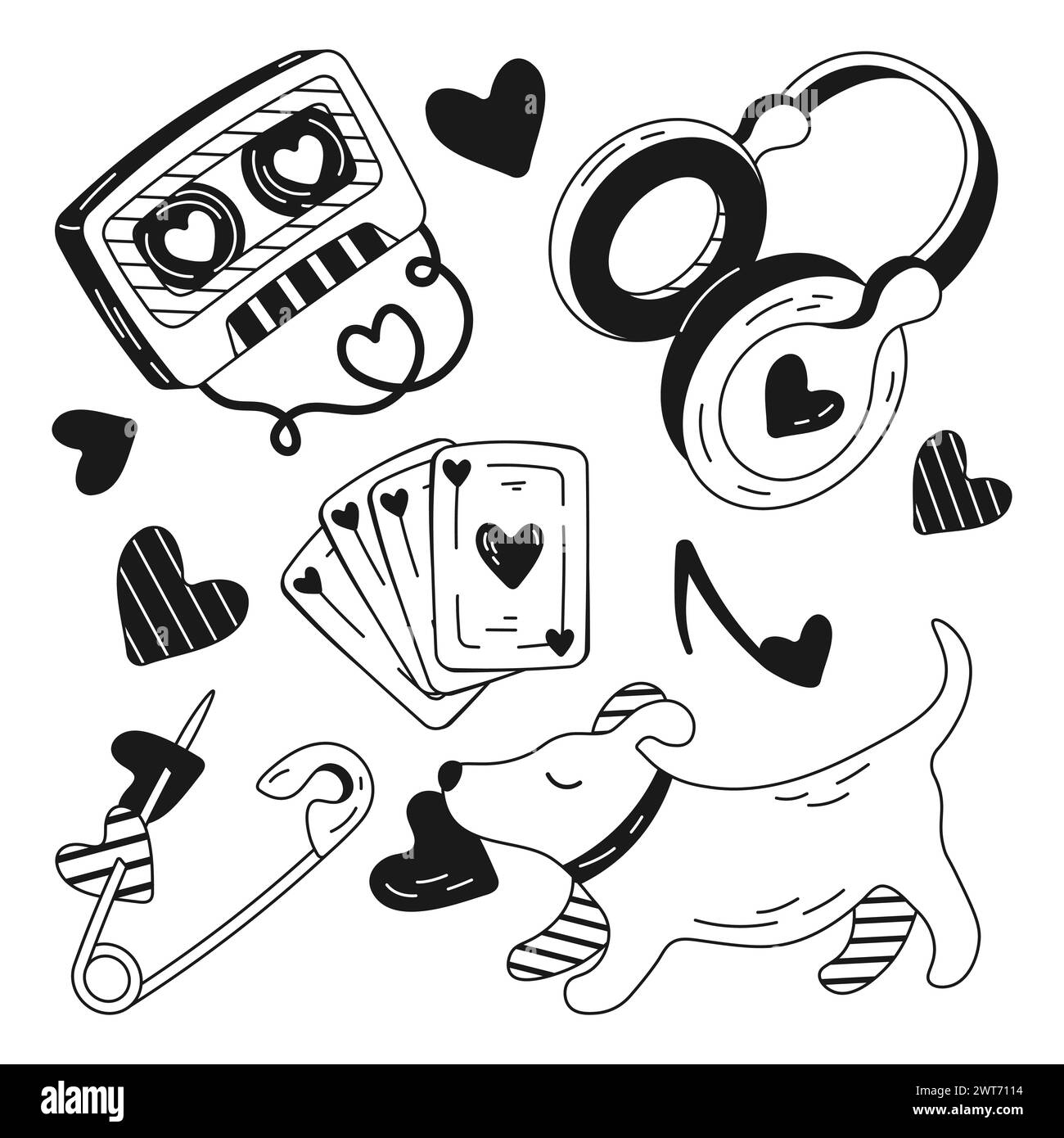 Hand drawn items for Valentine's Day Illustration and Vector Stock ...