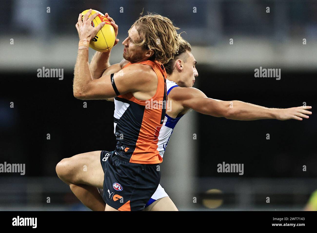 Sydney, Australia. 16th Mar, 2024. Nick Haynes of the Giants marks ...