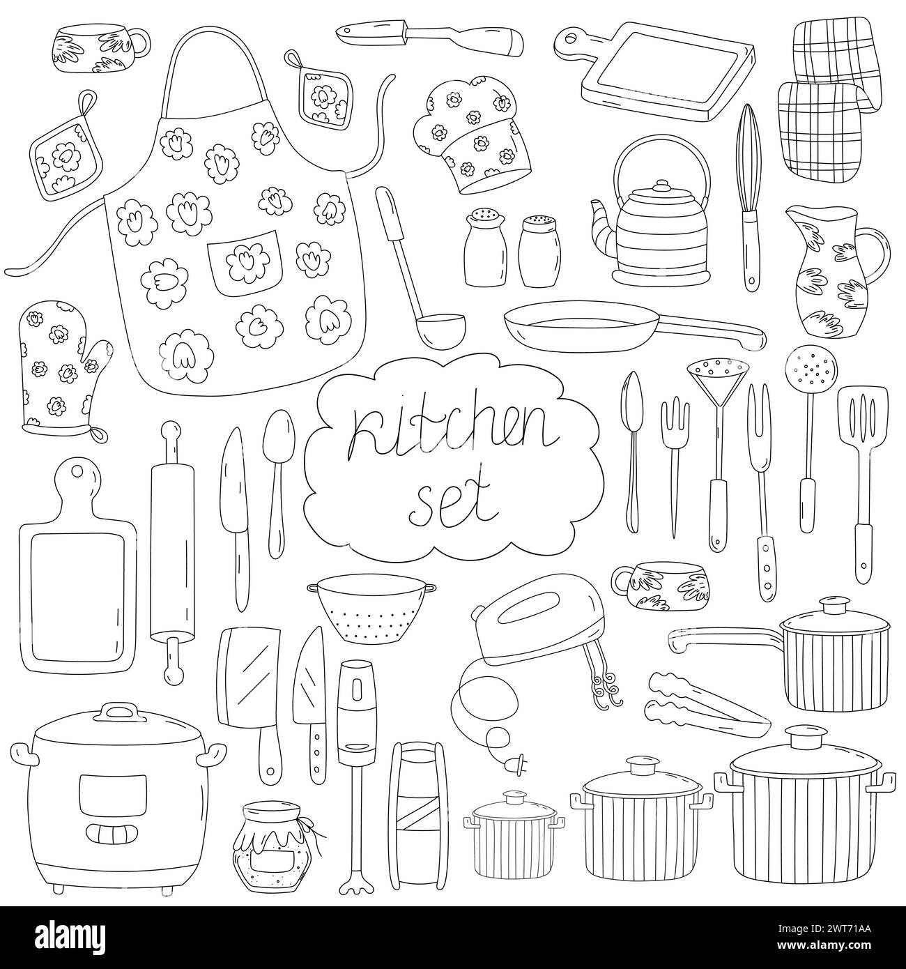 Kitchen hand tools Black and White Stock Photos & Images - Alamy