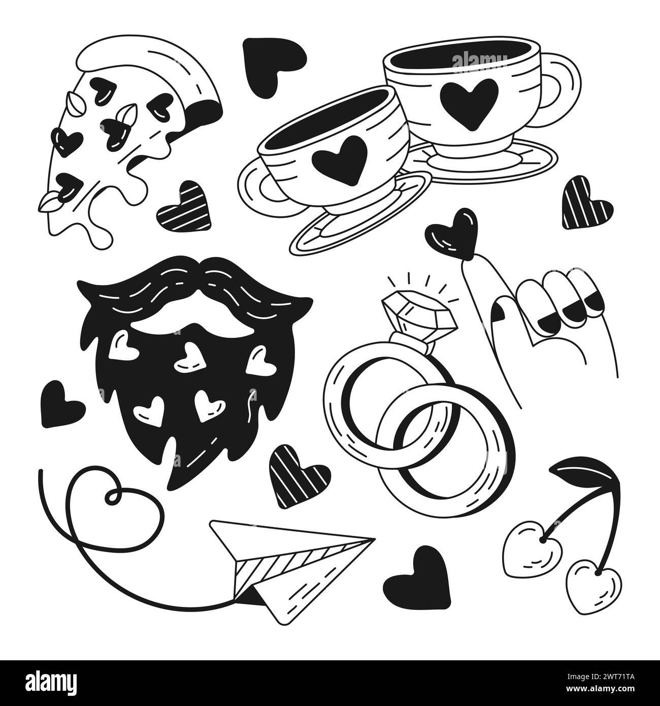 Hand drawn items for Valentine's Day Illustration and Vector Stock ...