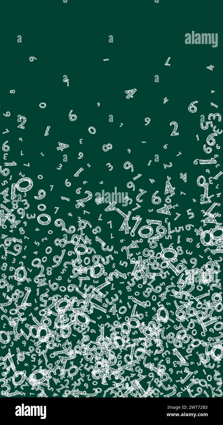Falling childish chalk numbers. Math study concept with flying digits ...