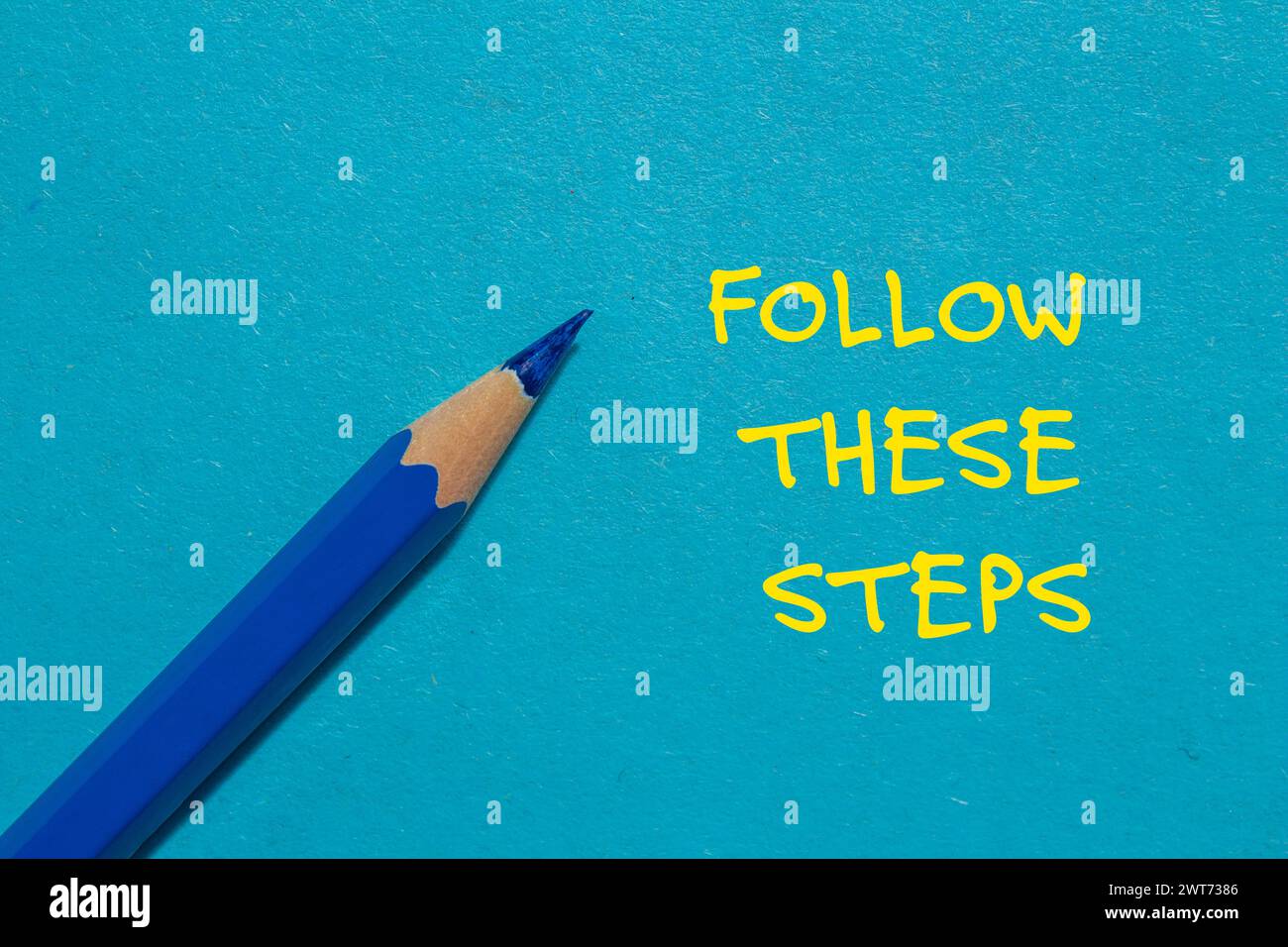 Follow these steps words written on blue pink paper with blue pencil ...
