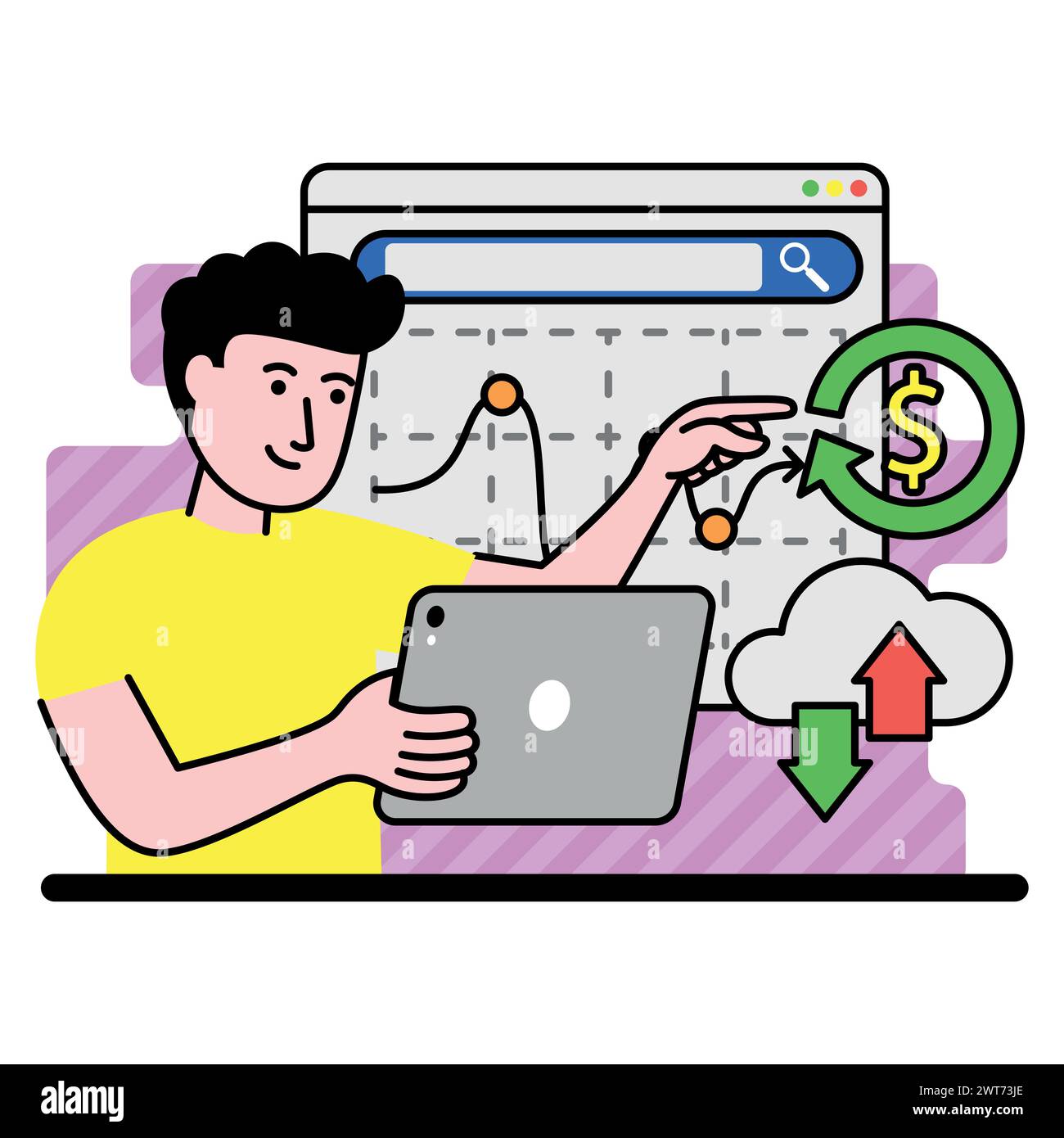 vector image of person shows how to properly conduct business analytics ...