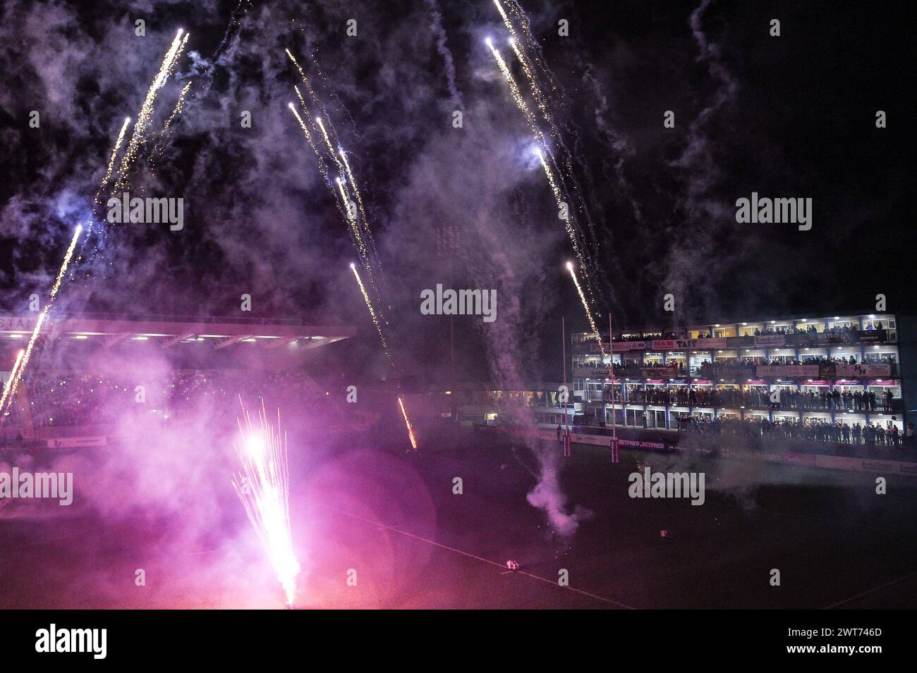 Wakefield, England - 15th March 2024 Firework Display to Open Neil Fox ...