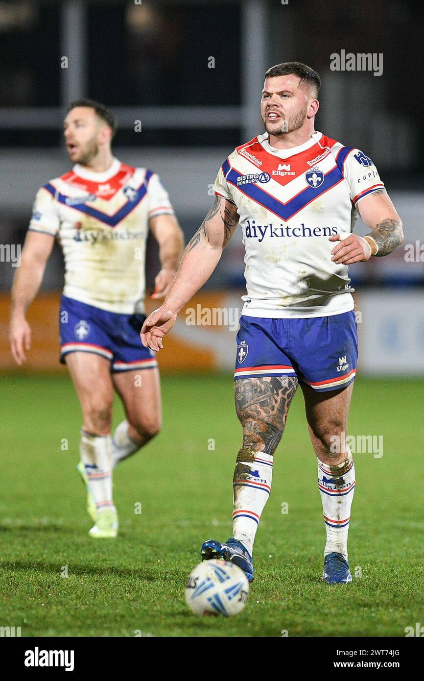 Wakefield, England - 15th March 2024 Wakefield Trinity's Liam Hood ...