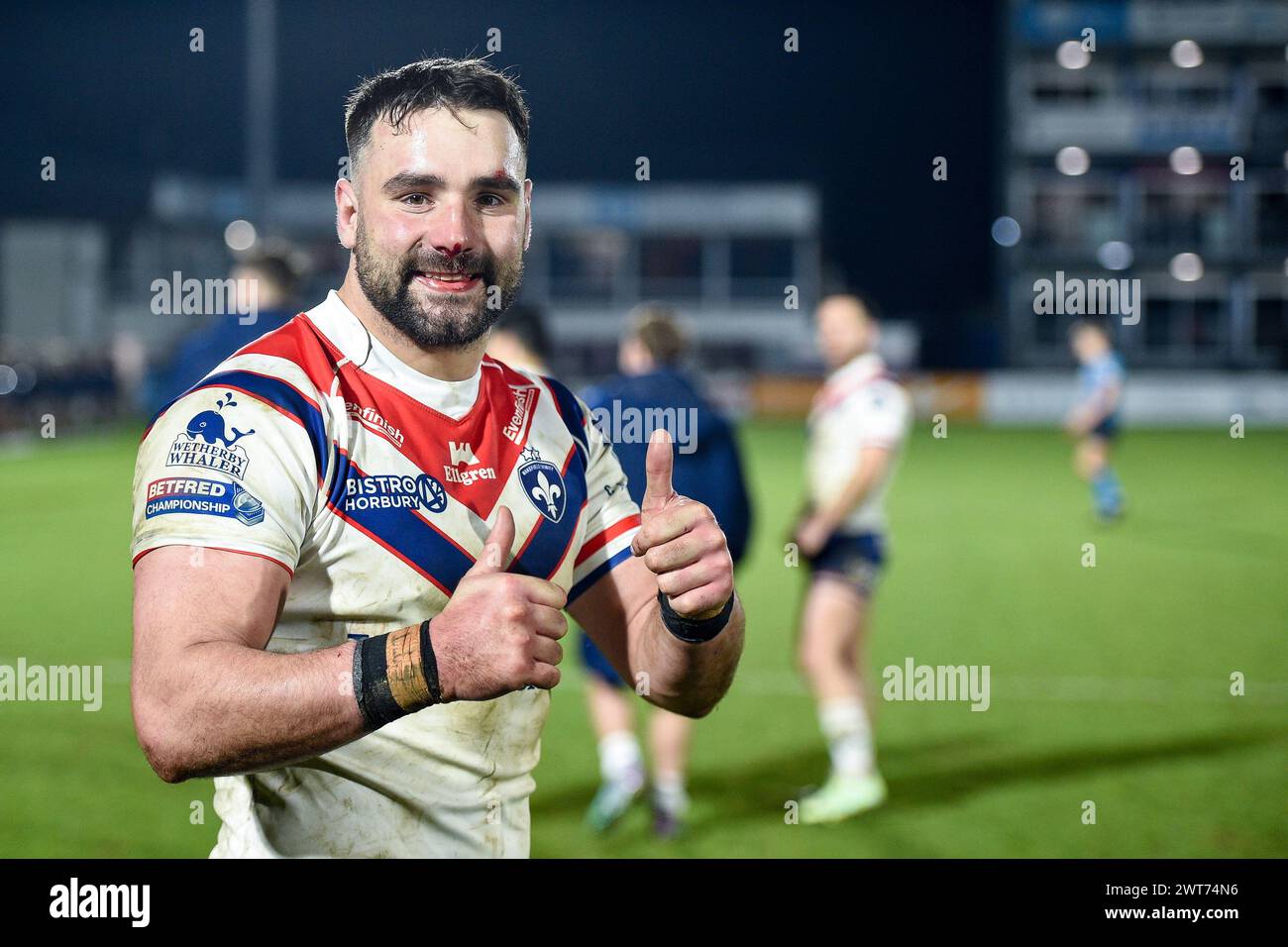 Wakefield, England - 15th March 2024 Wakefield Trinity's Josh Bowden ...
