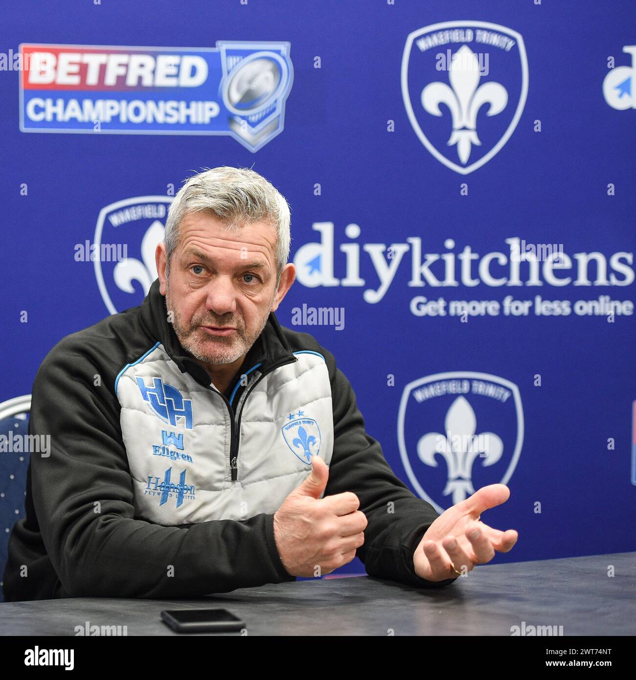 Wakefield, England - 15th March 2024 Darryl Powell Head Coach of ...