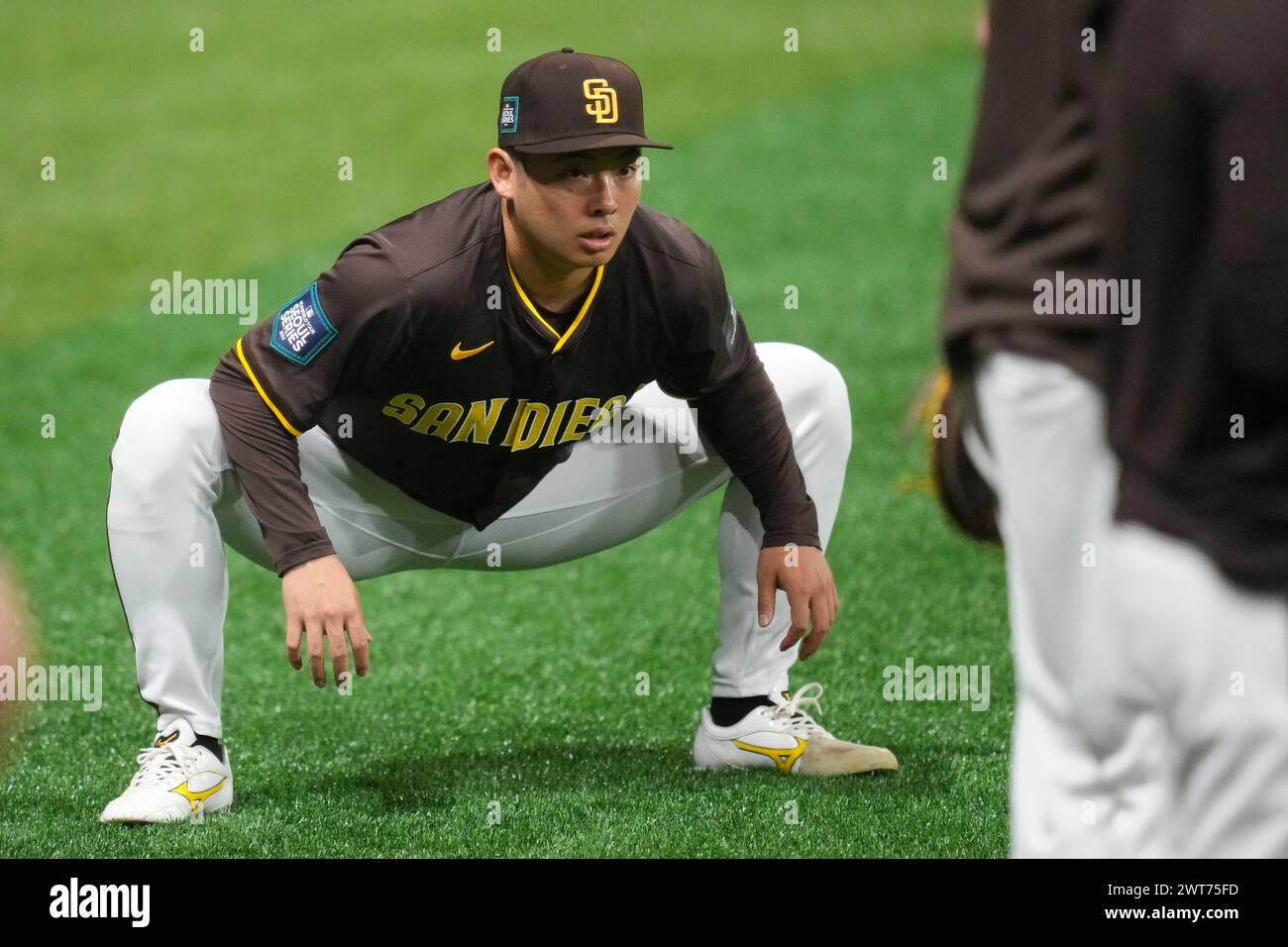 San Diego Padres pitcher Yuki Matsui stretches during a baseball ...